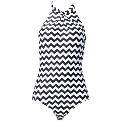 VALTOS条纹挂脖连体泳衣