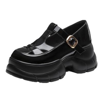 星期六复古风镂空透气厚底乐福鞋