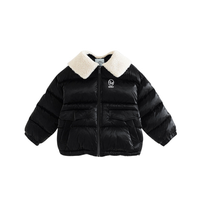 ILOVEJ女童翻毛领黑丝绒夹克外套