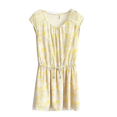 专柜正品女装印花圆领雪纺连衣裙