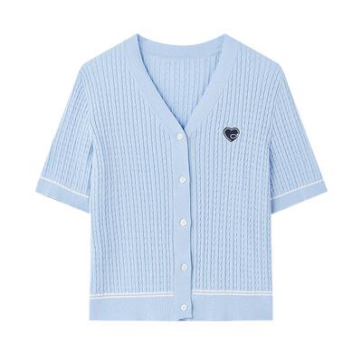 秋水伊人棉开门襟开衫针织开衫