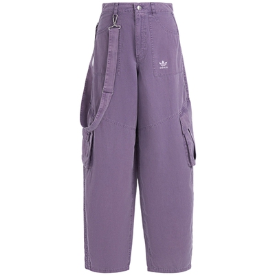 adidas阿迪达斯三叶草秋女工装长裤棉质休闲梭织宽松运动裤KH1179