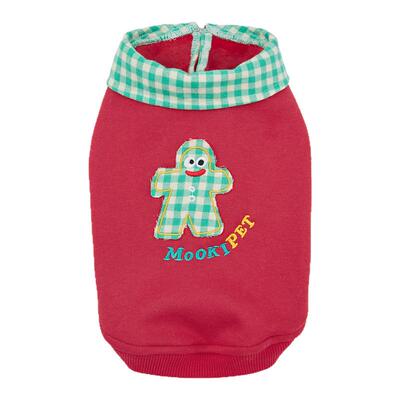 宠物狗狗格纹姜饼人一体绒卫衣