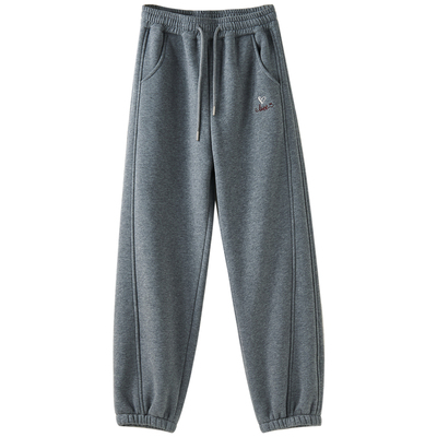 爱心刺绣休闲范加绒保暖收口卫裤