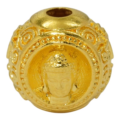 18k金回纹双面佛头圆珠时尚百搭