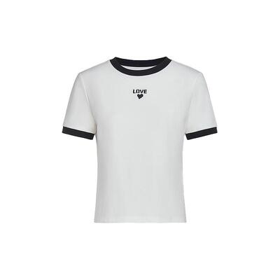 FIVE PLUST恤女上衣短袖刺绣字母套头衫撞色拼接潮新款女夏装