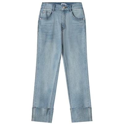 LAGOGO弹力斜纹直筒九分牛仔裤