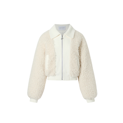 JAC FLEURANT新款拼接外套女简约复古上衣宽松翻领短款冬装