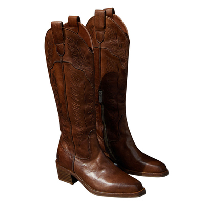 Le'Murmure重工刺绣高筒西部靴