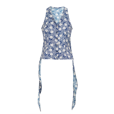 FUNNEL IN v领碎花吊带背心绝美漂亮无袖上衣高级感女夏外穿