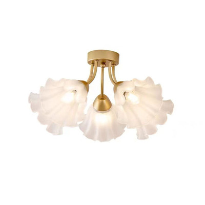 北欧简约家用客餐厅玻璃吊灯三头法式田园浪漫主卧室书房铃兰吊灯