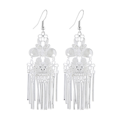 民族风苗银耳环复古新中式耳饰女