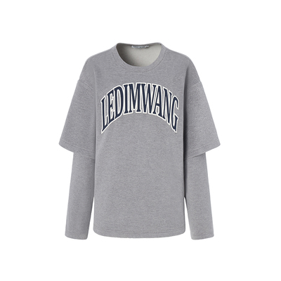 LEDIMWANG美式假两件长袖T恤