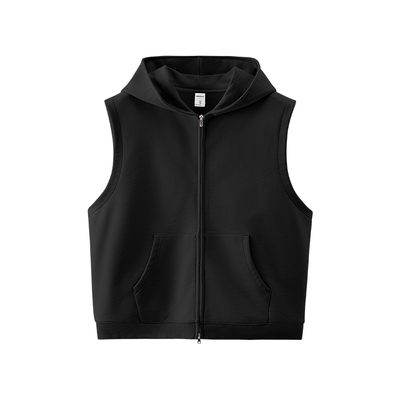 第四区美式双头拉链卫衣马甲男