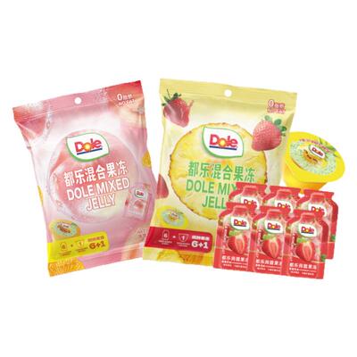 dole都乐6+1混合果冻6枚蒟蒻果冻+1枚果肉果冻  130g/袋休闲零食