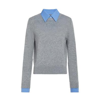 FIVE PLUS羊毛针织衫女假两件上衣套头衫翻领通勤休闲百搭毛衣