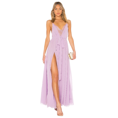 Michael Costello 蕾丝薄纱礼服连衣裙露背不规则长裙REVOLVE