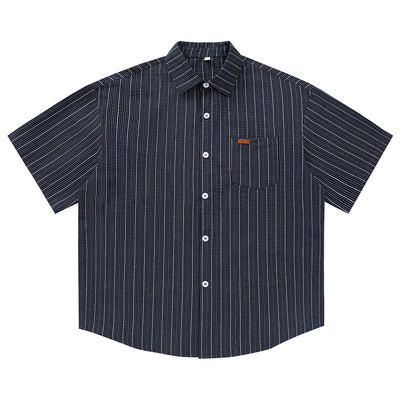 吾一白awhite日系条纹衬衫短袖