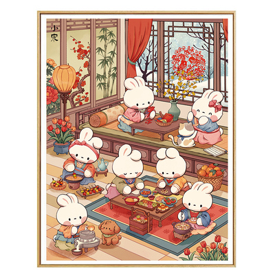 皇室蒙娜丽莎小寒兔十字绣