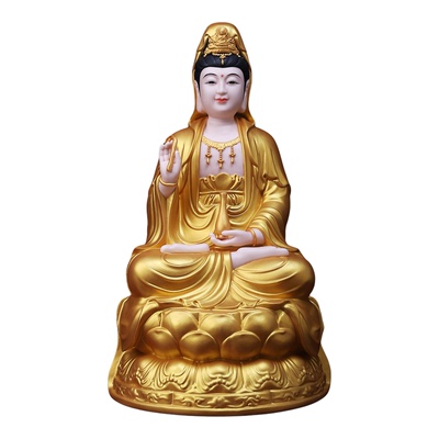 戴玉堂陶瓷坐莲南海观音菩萨佛像家里客厅家用供奉观世音菩萨摆件
