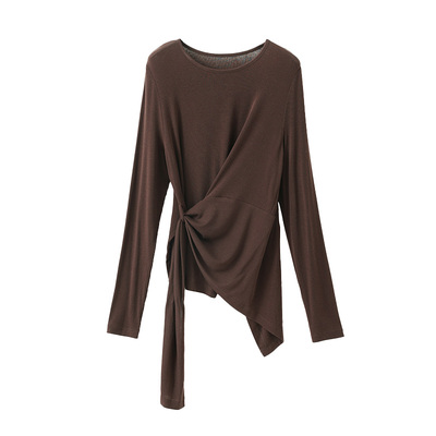 CHENXIAN不规则羊毛混纺系带T恤