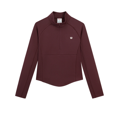 Wilson威尔胜官方春季女士亲肤半拉链紧身网球运动针织长袖T恤