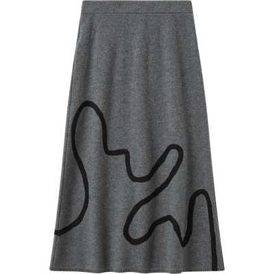 【100%羊毛】播商场同款针织半身裙女冬新款灰色裙子BDS4BD3197