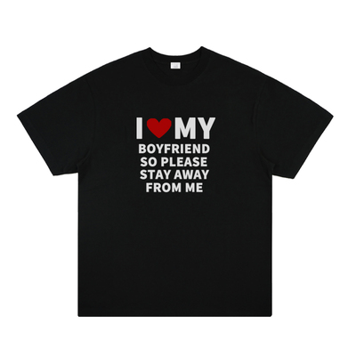 i love boyfriend tshirt 英文字母男女趣味情侣短袖百搭印花T恤