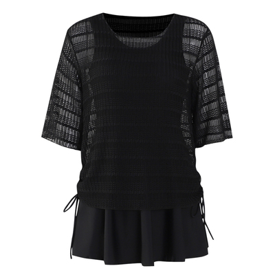 纯欲蕾丝大码连体泳衣遮肚显瘦