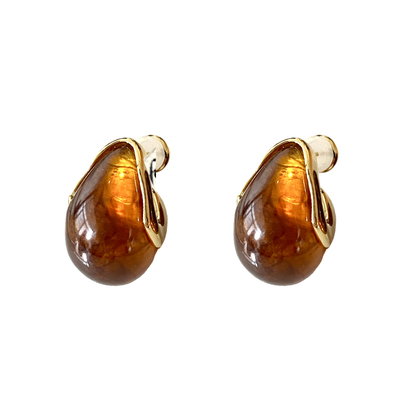 DSTYLE欧美秋冬咖色树脂水滴耳环