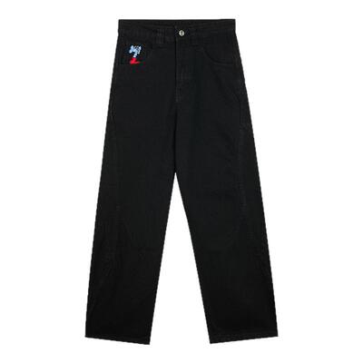 MindError弧形拼接牛仔长裤