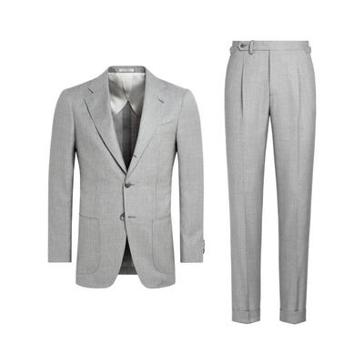 SUITSUPPLY浅灰色S140支羊毛西服男士西装套装
