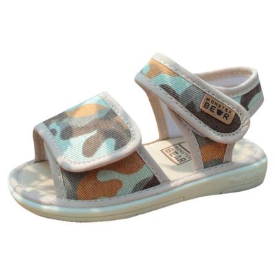 男宝宝布凉鞋学步鞋胖脚背可调节婴儿儿童鞋子叫叫鞋轻便迷彩防滑