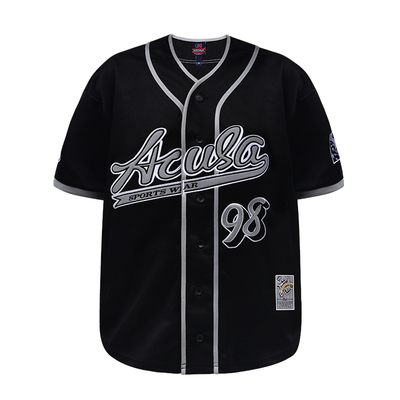 V领夏棒球服开衫短袖刺绣复古