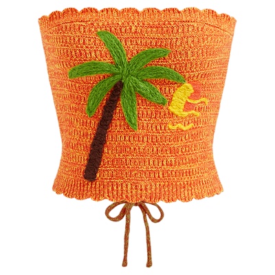 CIDER 海岛风情短背心式上衣立体花朵抹胸上衣114544661