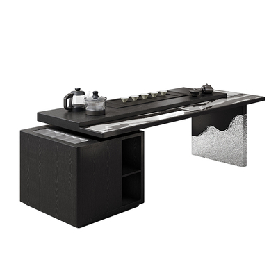 储物桌腿设计亚克力大理石茶桌