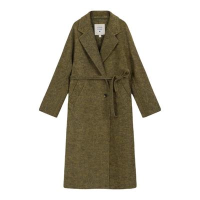 西装领系带混色双面呢外套上衣