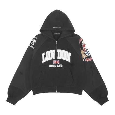 GRAILZ LEARL 25ss 水洗解构拼接连帽刺绣徽章卫衣外套男女情侣款