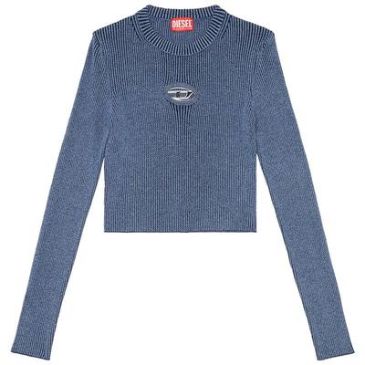 [折扣]DIESEL女士OVAL D蓝色修身长袖针织衫A148100ANAH