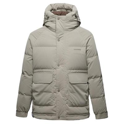 HLA/海澜之家保暖鸭绒羽绒服男抽绳连帽条纹挺括外套男