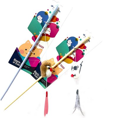 新款台湾AmyCarol逗猫系列纸玩具羽毛猫咪蚕蛹长杆蚕茧响亮片棒