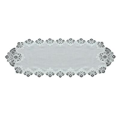 唯米9951麻棉白色蕾丝长条形桌旗