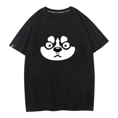 秀洛哈士奇衣服宽松短袖T恤男二哈卡通设计感潮流不一样的情侣装