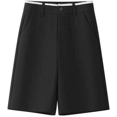 休闲中裤西装阔腿短裤女秋季2025新款高腰撞色五分裤职业直筒西裤