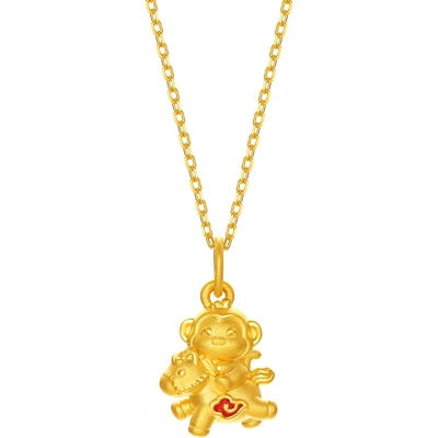 周六福黄金5d硬金吊坠女定价马上封猴生肖马吊坠情人节新年礼物