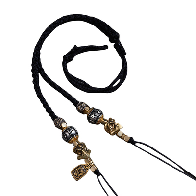 横穿天珠纯手工编织可调节锁骨绳