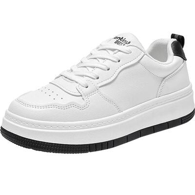 大东小白鞋女鞋2026年春秋新款平底圆头透气厚底学院舒适板鞋3142