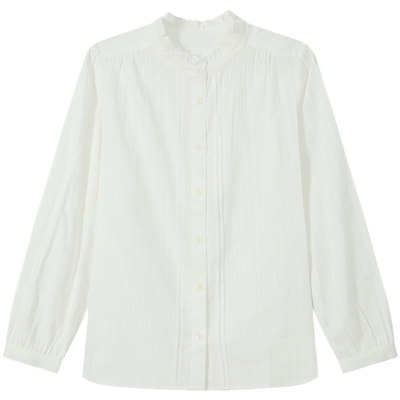 滨波时尚木耳边领长袖衬衫