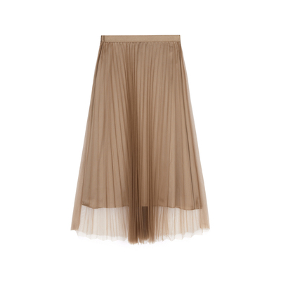 JNBY/江南布衣春秋半身裙女混纺网纱细褶A字中长款腰裙5O7D14920