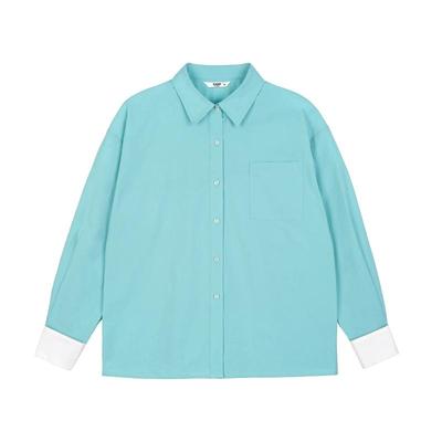 LLANO双口袋衬衫撞色法式长袖
